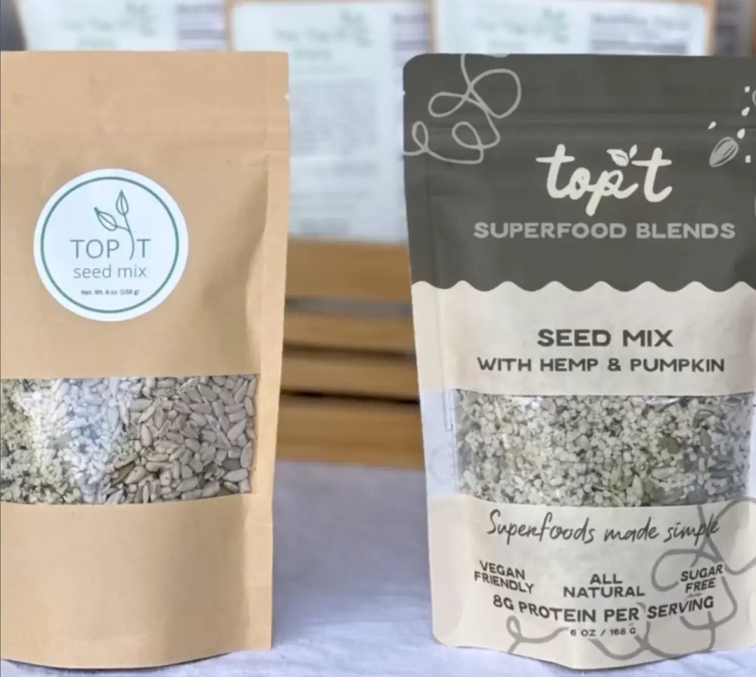 Top Seed's White Kraft Stand Up Pouch with Window